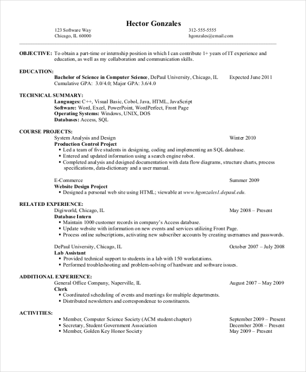 14+ Computer Science Resume Templates - PDF, DOC