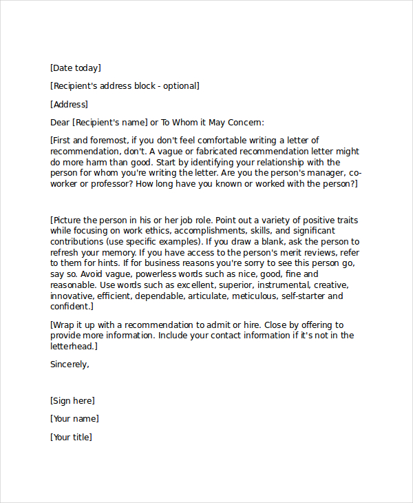 Sample Recommendation Letter For Scholarship From Professor