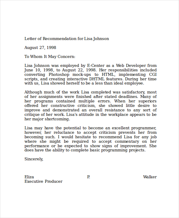 Reference Letter Sample Posternsa