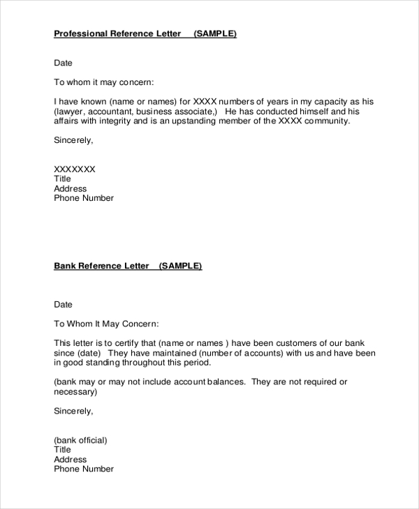 16+ Professional Reference Letter Template - Free Sample, Example, Format