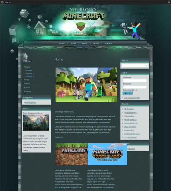 8+ Minecraft Website Themes & Templates