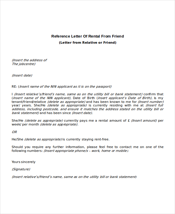 12+ Sample Rental Reference Letter Templates in Word | Google Docs ...