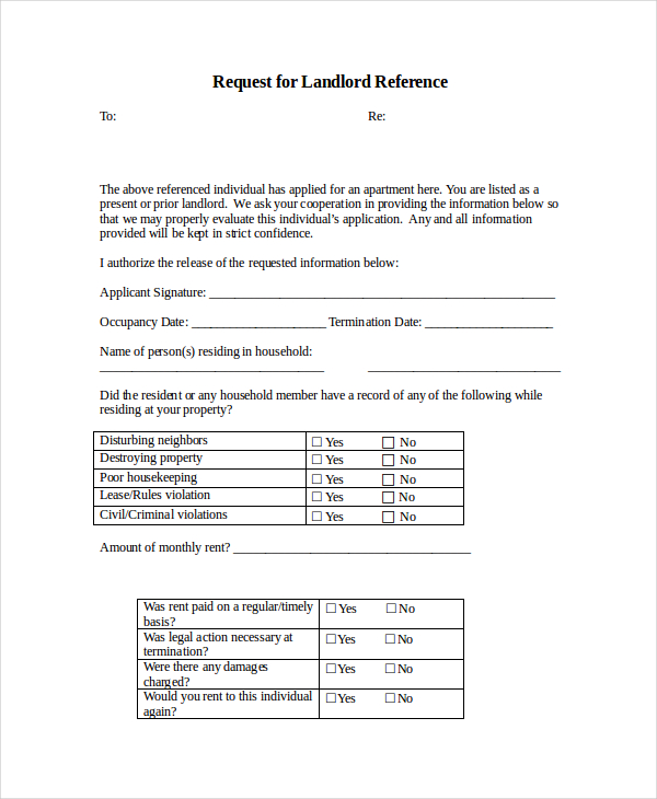 12+ Sample Rental Reference Letter Templates in Word | Google Docs ...