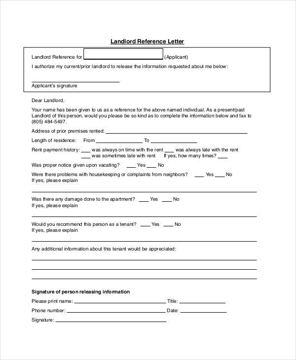 12+ Sample Rental Reference Letter Templates in Word | Google Docs ...