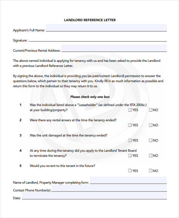 12+ Sample Rental Reference Letter Templates in Word | Google Docs ...