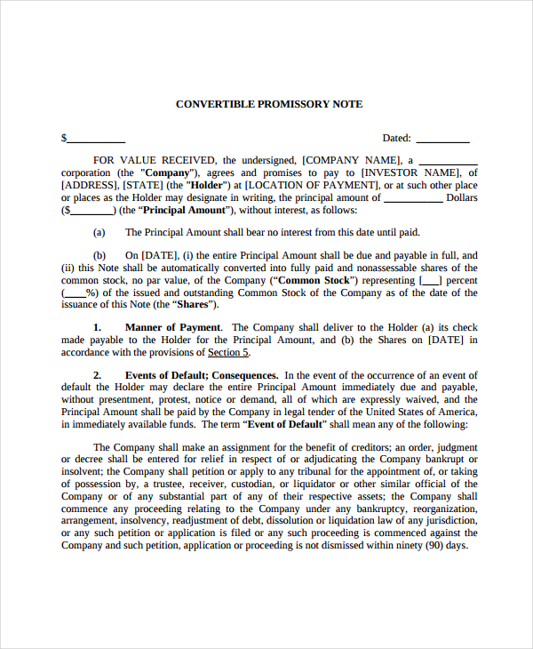 22 Promissory Note Templates Google Docs MS Word Apple Pages