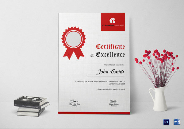 Badminton Certificate - 4+ Word, PSD Format Download