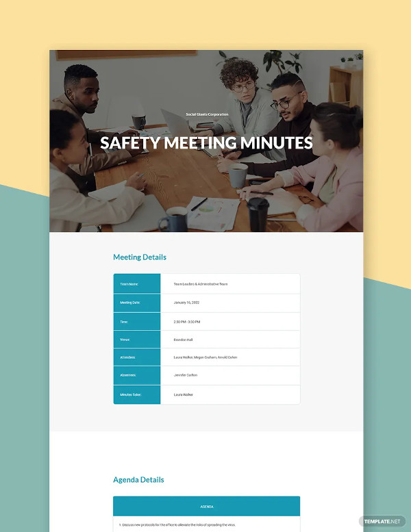 Safety Meeting Minutes Template - 13+ Free Word, PDF Document Download