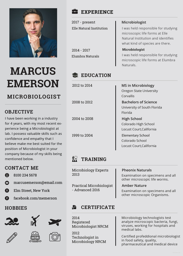 Microbiologist Resume Template - 7+ Word, PDF Document Downloads
