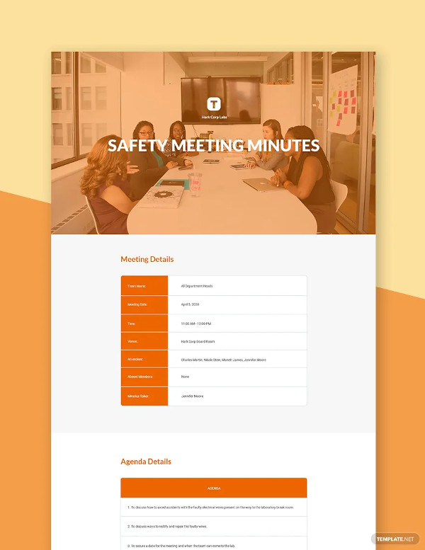 Safety Meeting Minutes Template - 13+ Free Word, PDF Document Download