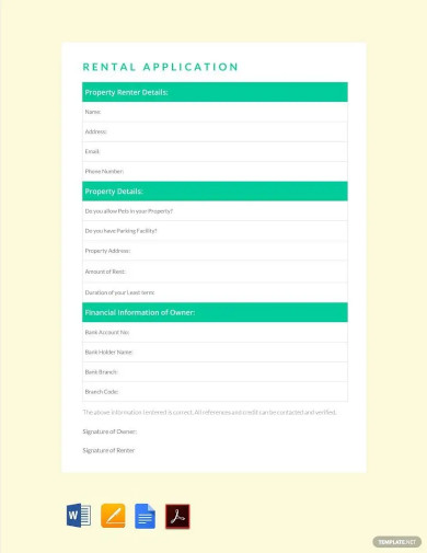 Rental Application Templates - 14+ Free Word, PDF Documents download