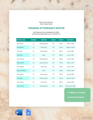 Training Roster Template - 10+ Free Word, PDF Document Downloads