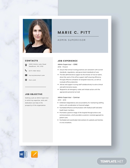 11+ Supervisor Resume Templates in MS Word | Pages | Photoshop | Publisher