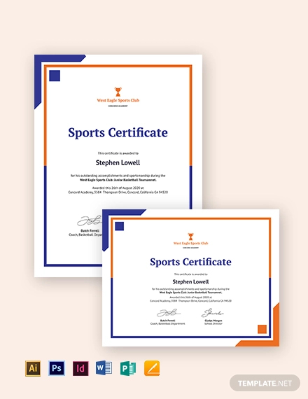 31+ Sports Certificate Templates - Word, PSD, AI, InDesign