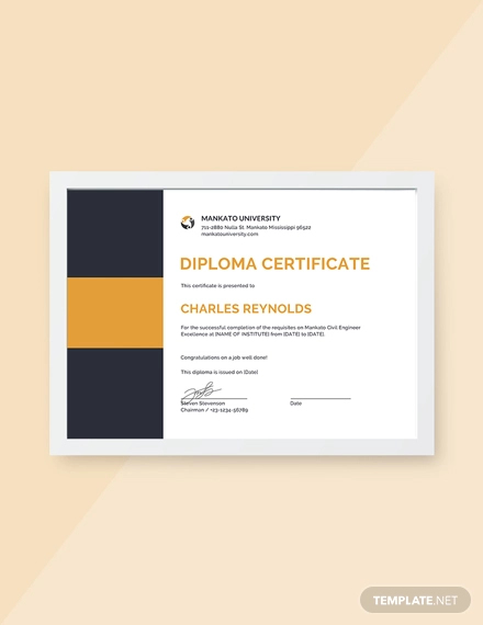 Diploma Certificate Template - 35+ Word, PDF, PSD, EPS, InDesign ...