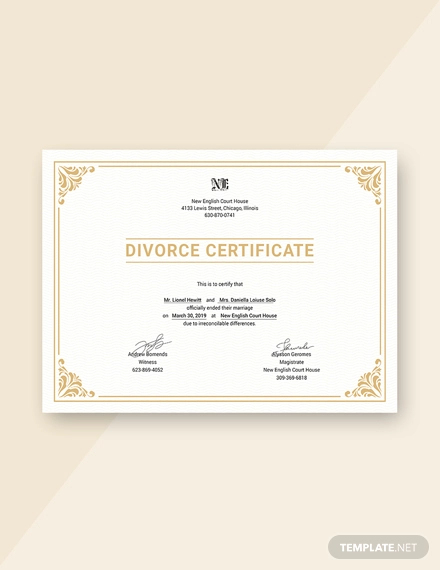 Divorce Certificate Template - 8+ Free Word, PDF Document Downloads