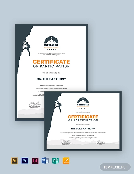 Rock Climbing Certificates - 5+ Word, PSD, AI, InDesign Format Download