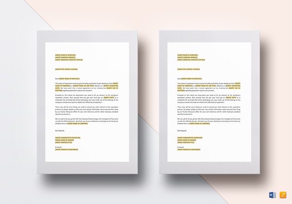 14+ Separation Notice Templates - Google Docs, MS Word, Apple Pages, PDF