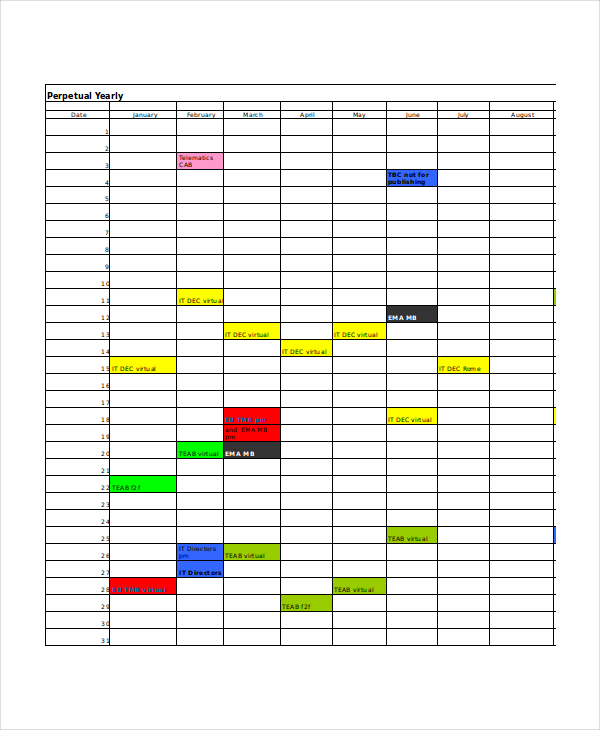 Perpetual Calendar - 11+ Free PDF, PSD Documents Download