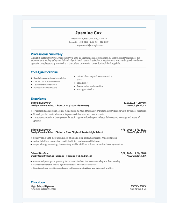 Driver Cv Templates Free PRINTABLE TEMPLATES