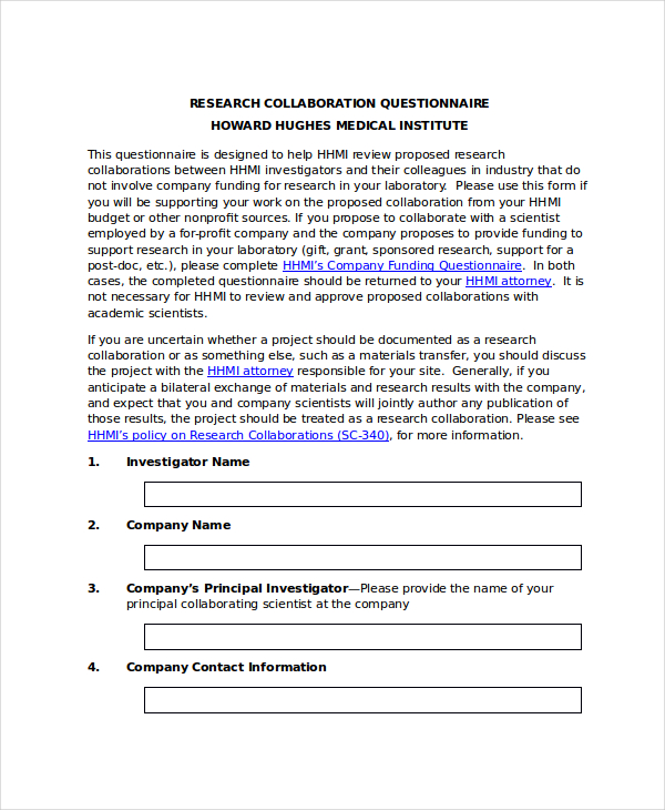 32+ Questionnaire Templates in Word Format