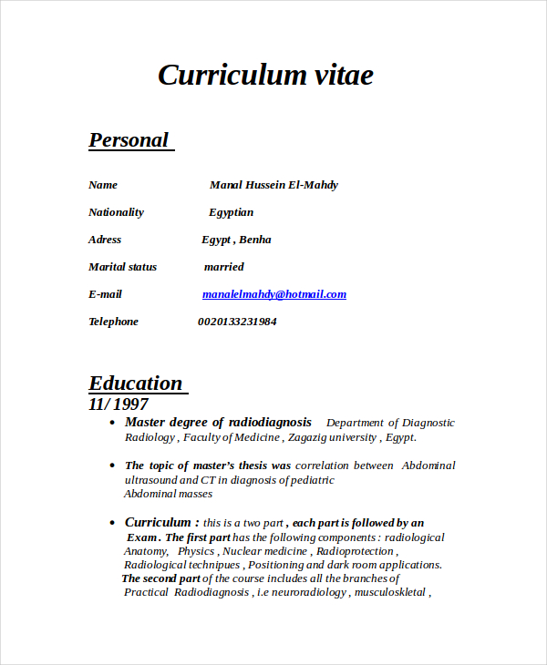 8+ Radiologist Resume Templates - PDF, DOC