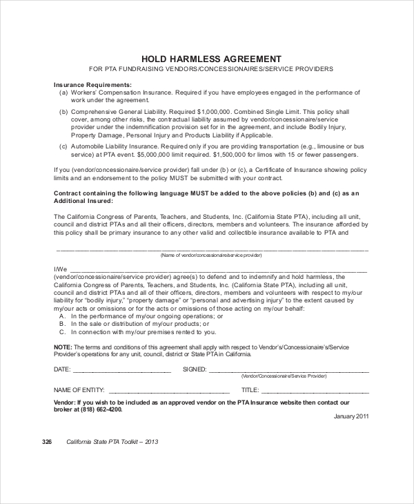 14+ Hold Harmless Agreements - Free Sample, Example, Format