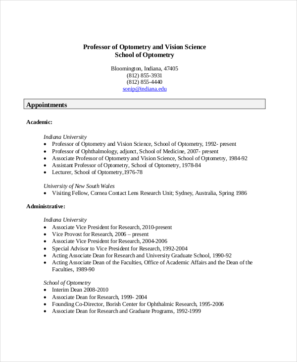 Optometrist Resume Template - 7+ Free Word, Pdf Documents Download
