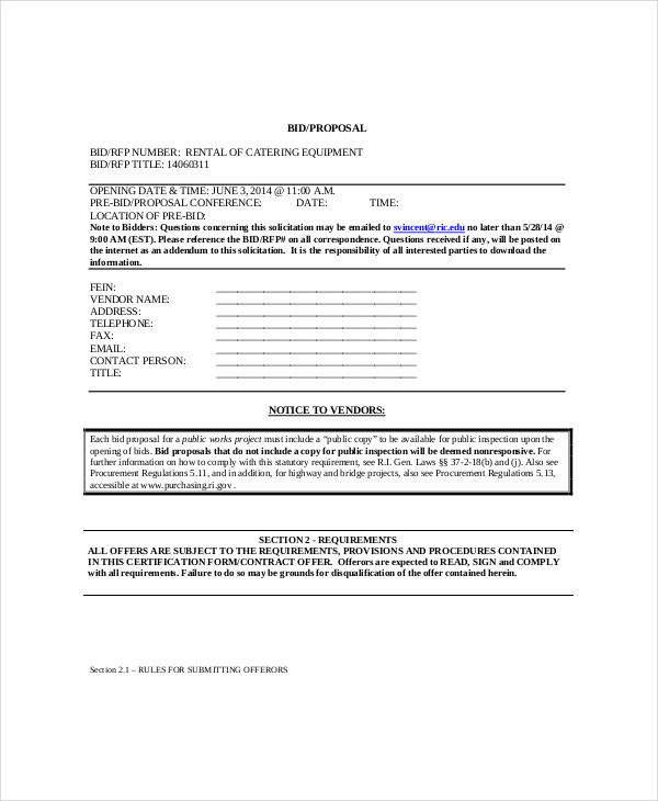 Catering Proposal Template 9 Free Word PDF Documents Download