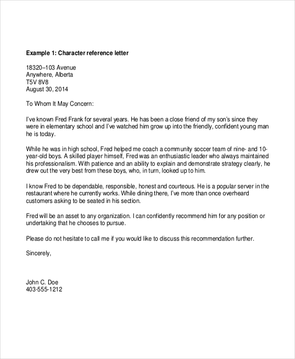 Reference Letter Template - 32+ Word, PDF Document Downloads