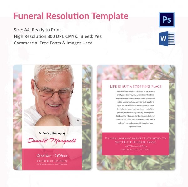 Funeral Resolution Template - 5 Word, PSD Format Download