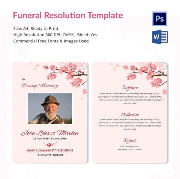 Funeral Resolution Template - 5 Word, PSD Format Download