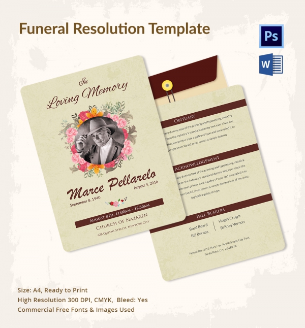 Funeral Resolution Template - 5 Word, PSD Format Download