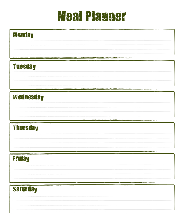 Weekly Meal Planner 10 Free PDF PSD Documents Download