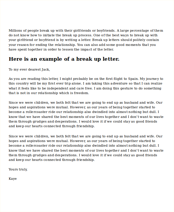 Break Up Letter Template - 5+ Free Word, PDF Document Downloads
