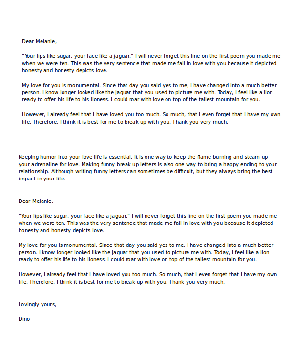 Break Up Letter Template - 5+ Free Word, PDF Document Downloads