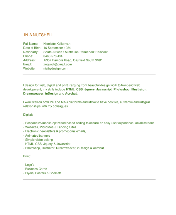 Freelance Resume Template - 6+ Free Word, PDF Documents Download