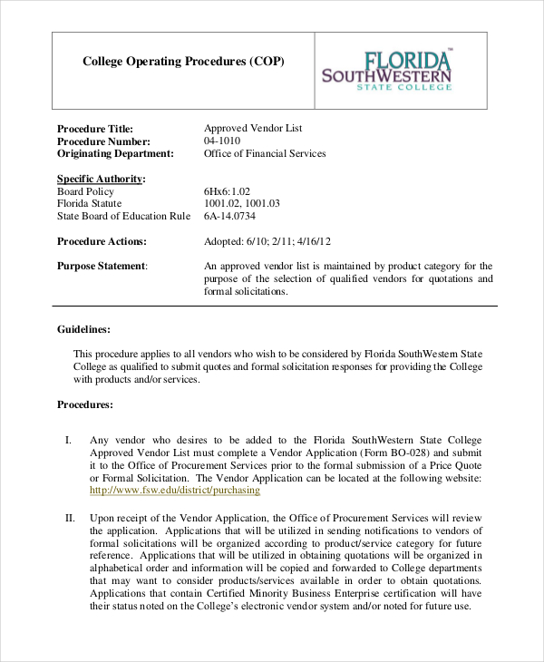 Vendor List Template - 7+ Free Word, PDF Document Downloads