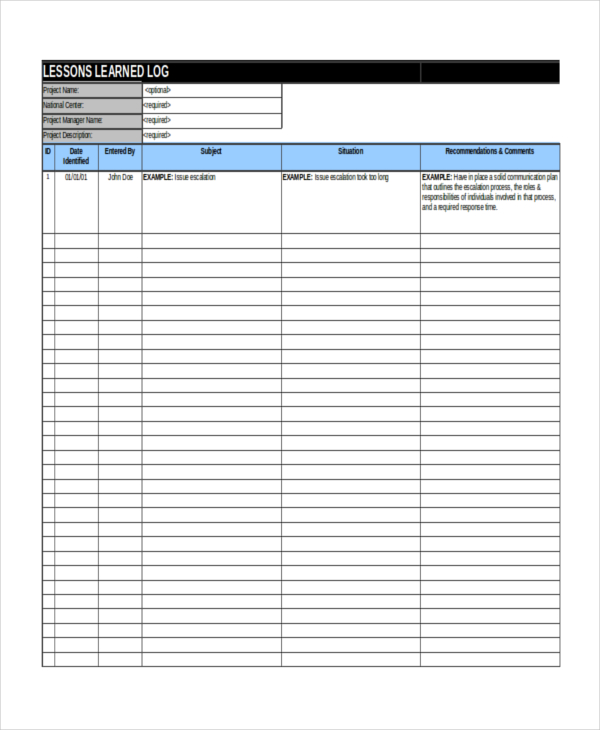 11+ Learning Log Templates in Word | Google Docs | Google Sheets ...