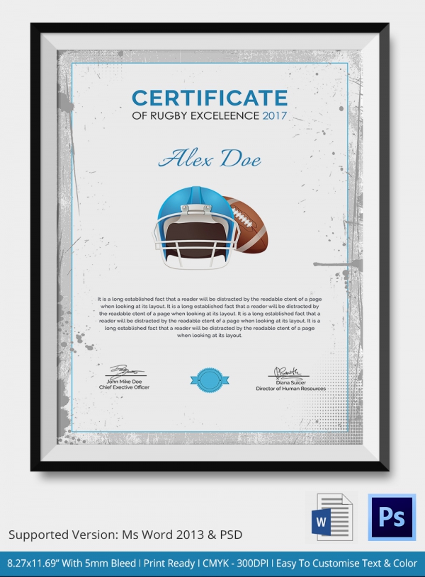 Rugby Certificate - 5+ Word, PSD Format Download | Free & Premium Templates