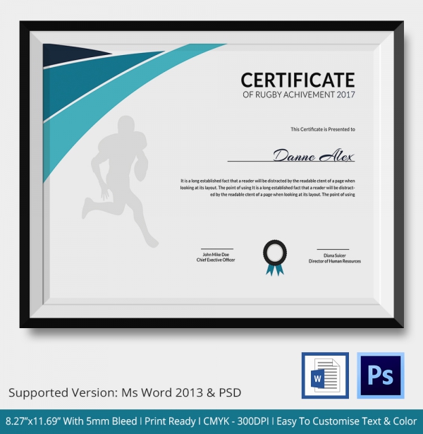 Rugby Certificate - 5+ Word, PSD, AI, InDesign Format Download