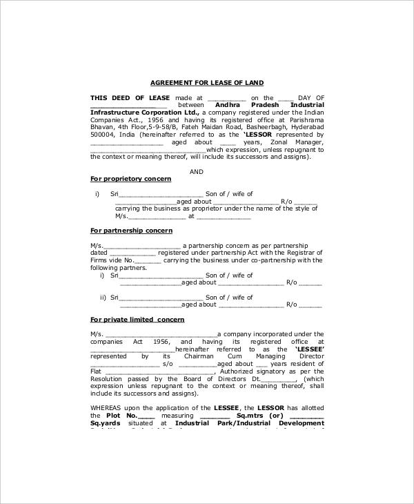 Simple Land Lease Agreement Template Collection