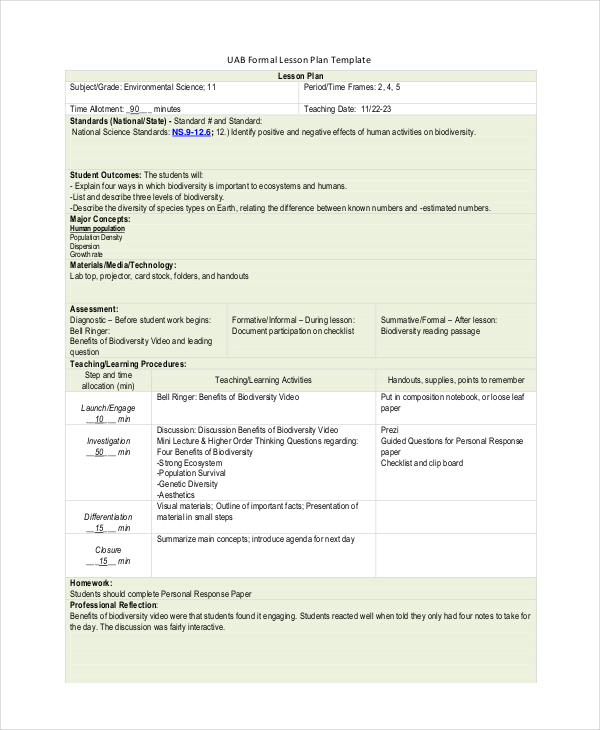 Lesson Plan Template - 14+ Free Word, PDF Documents Download
