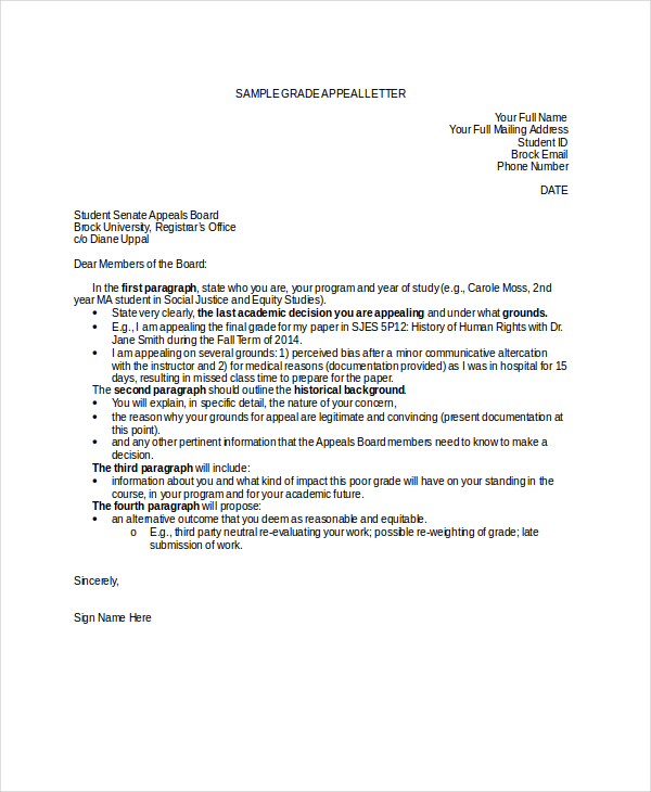 Appeal Letter Example 21 Free Word PDF Documents Download