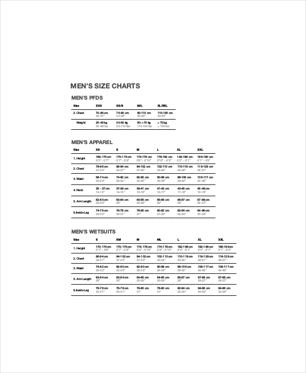 Height And Weight Chart Templates For Men - 7+ Free PDF Documents Download