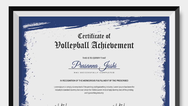 VolleyBall Certificate 3 Word PDF Documents Download