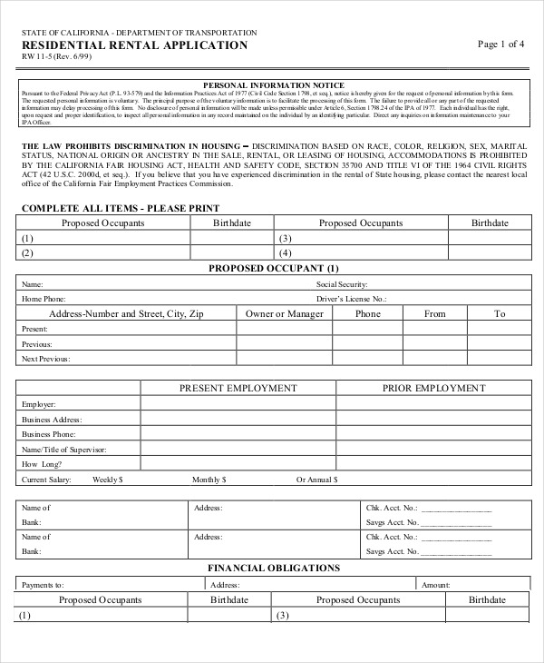 Rental Application Templates - 14+ Free Word, PDF Documents download