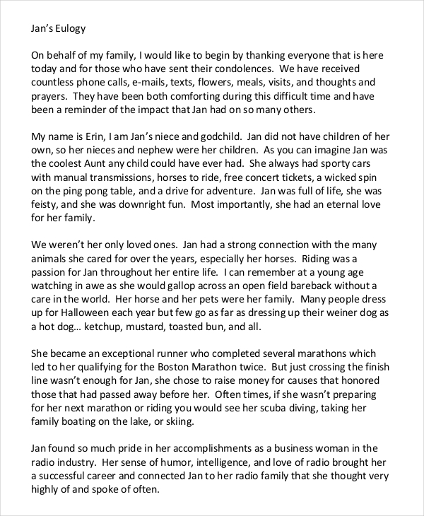 21 Eulogy Examples PDF Docs PSD Free Premium Templates