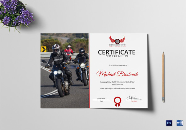 Bike Riding Certificate Template - 8+ Word, PDF, AI, InDesign Documents ...
