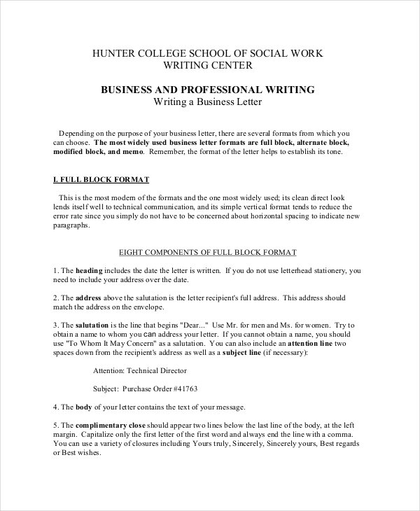 Business Letter Format - 17+ Word, PDF Documents Download